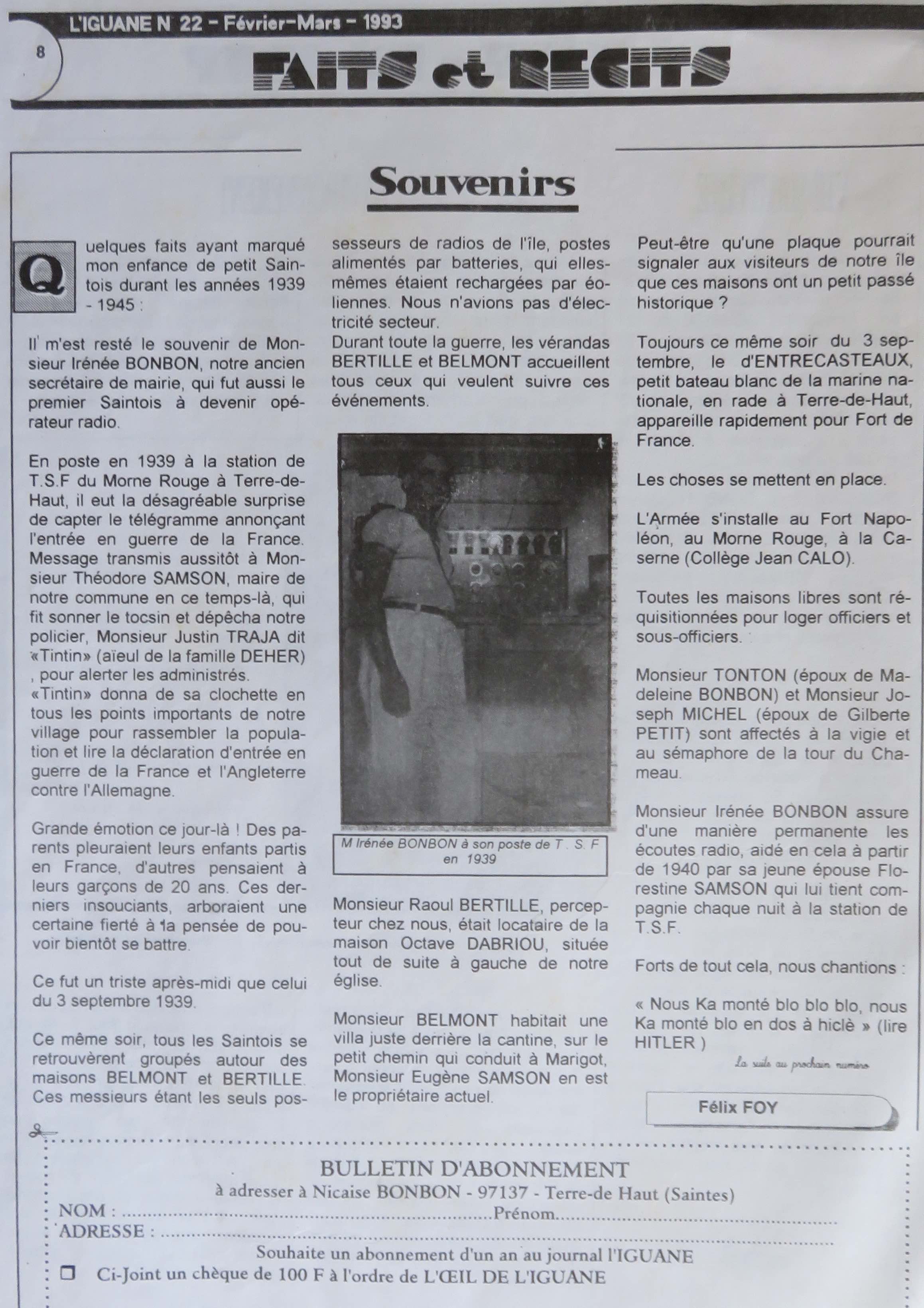 Hommage à Félix FOY | Raymond Joyeux