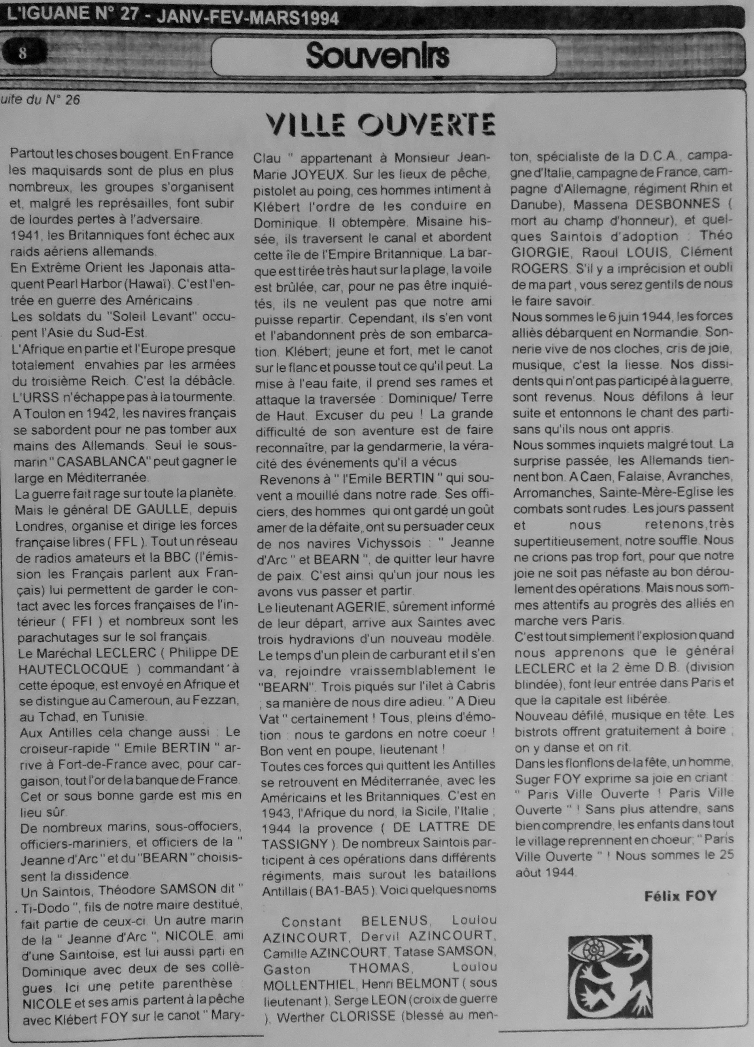 Hommage à Félix FOY | Raymond Joyeux