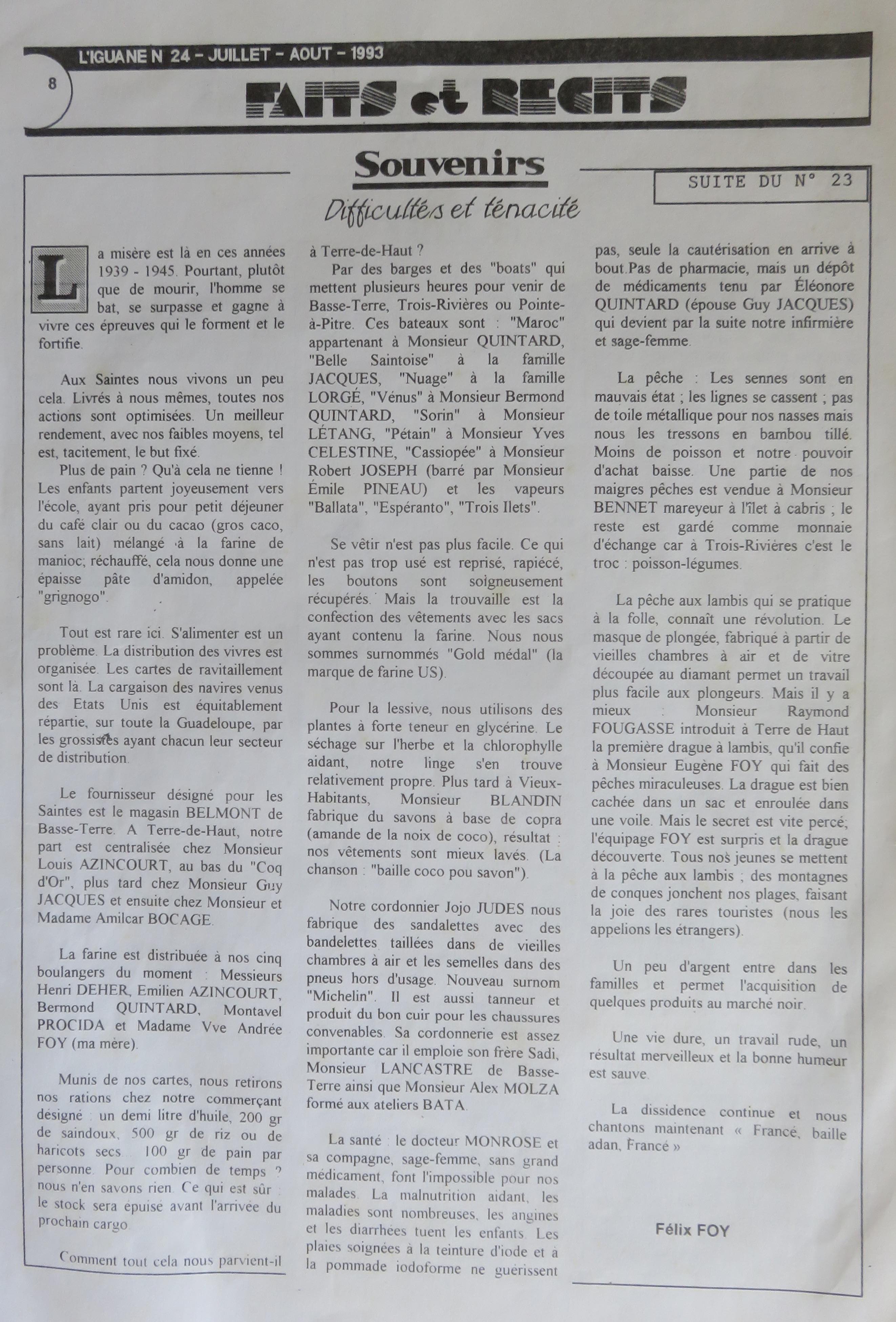 Hommage à Félix FOY | Raymond Joyeux